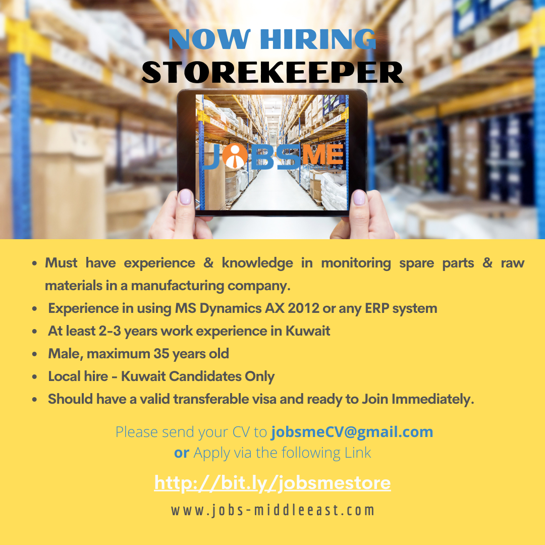 Storekeeper – JobsME